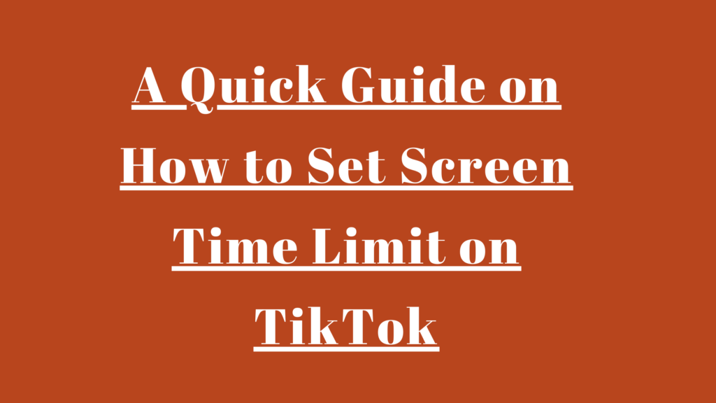 A Quick Guide On How To Set Screen Time Limit On TikTok - Mediatakeout